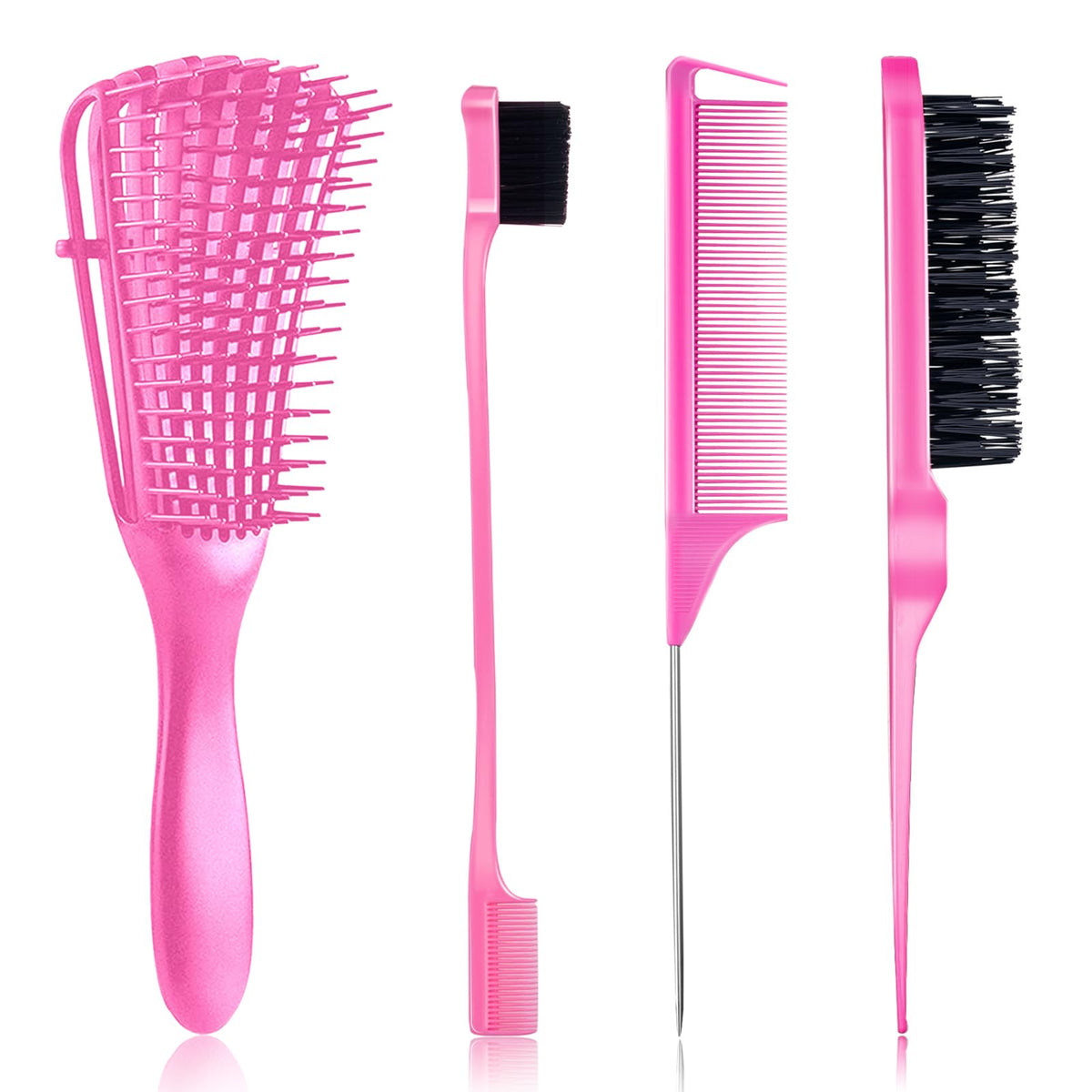Pink Detangling Brush Set: Gentle Care for Curly and Wavy Hair – goiple ...